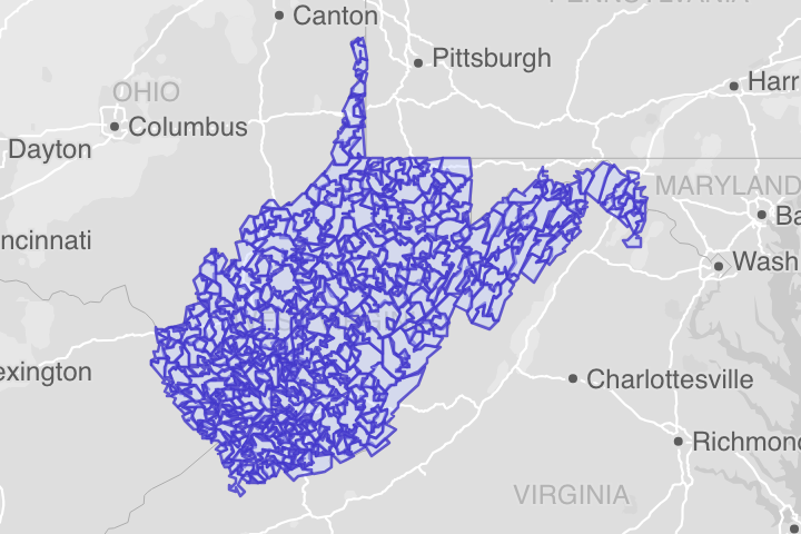 West Virginia – KML Boundary File Download (Free)